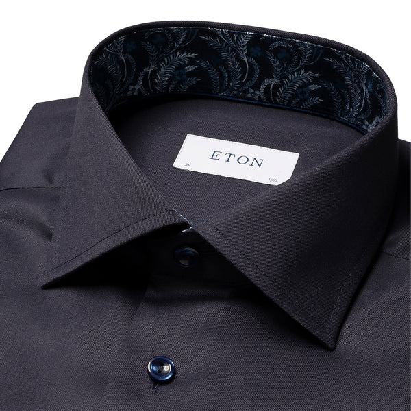 Eton - Slim Fit Floral Effect Shirt in Navy | Nigel Clare