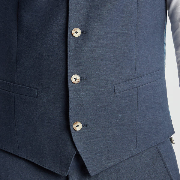 Remus - Massa Mix & Match Linen Waistcoat in Blue | Nigel Clare
