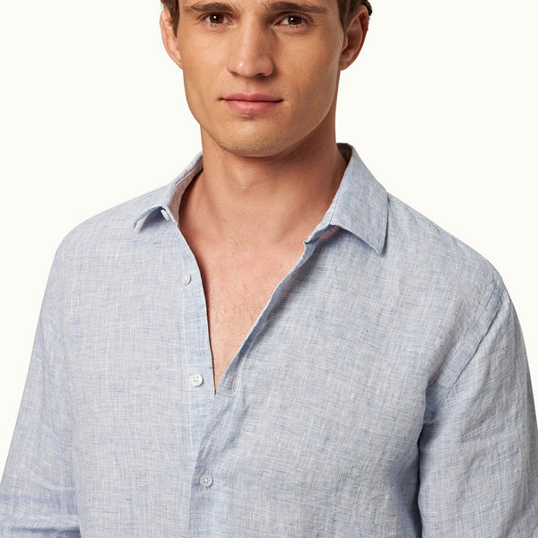 Orlebar Brown - Giles Linen TF Shirt in Navy/White | Nigel Clare