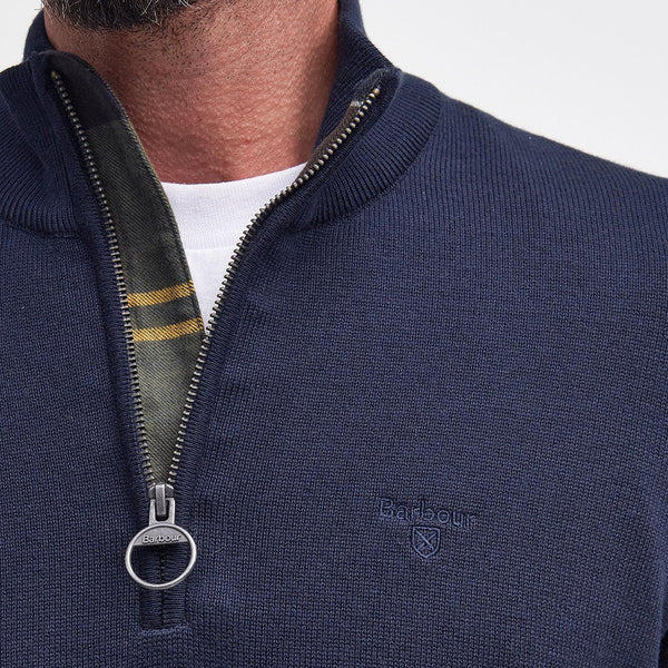 Barbour - Cotton Half Zip in Navy | Nigel Clare