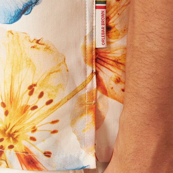 Orlebar Brown - Hibbert Oshibana Floral SS Shirt in White Sand | Nigel ...