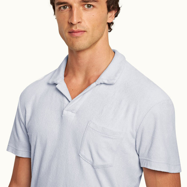 Orlebar Brown - Terry Towelling Polo in Light Island Sky | Nigel Clare