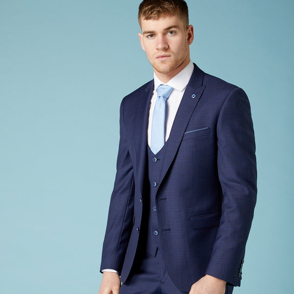 Remus Uomo - 3 Piece Mario Slim Fit Microcheck Suit in Navy | Nigel Clare
