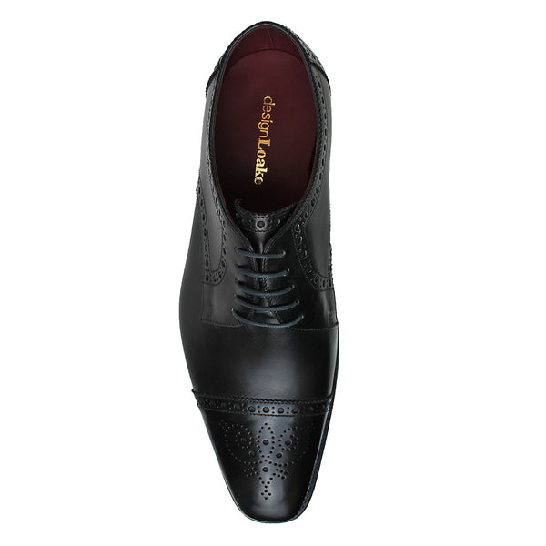 Loake - Foley Black Leather Semi Brogue Derby Shoes– Nigel Clare